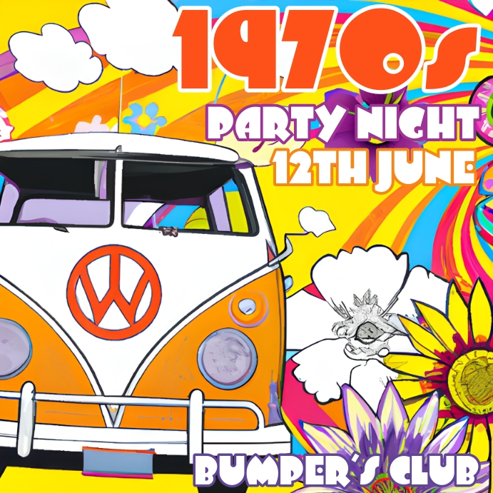 Copy of 1970s Party Ad Retro Music Ad Template | PosterMyWall