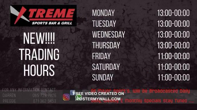 Store Hours of Work Digital Display | PosterMyWall