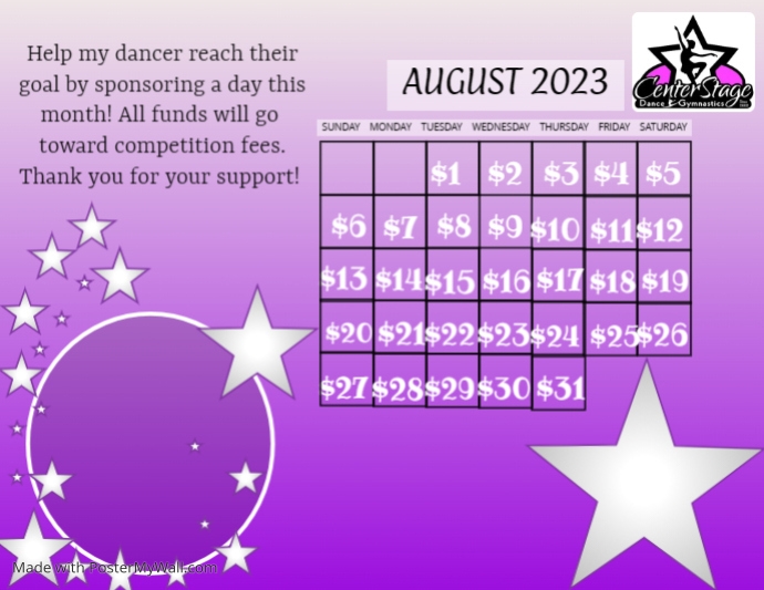 Copy of Sponsor A Day Calendar (1) | PosterMyWall