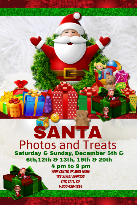 Christmas Photo's and Treats with Santa Template | PosterMyWall