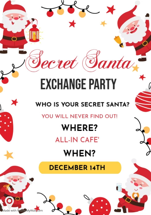 Copy of secret sant, santa party,event | PosterMyWall