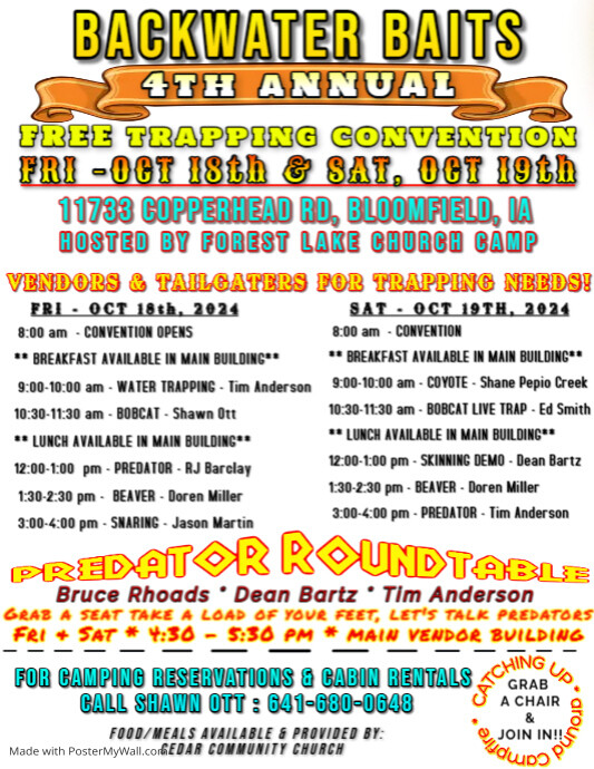 BACKWATER BAIT 2023 BLOOMFIELD CONVENTION | PosterMyWall