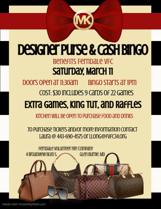 Designer Purse Bingo 03.11.23 | PosterMyWall