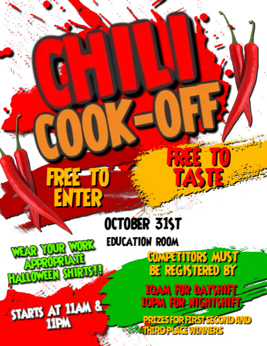 White Cook Off Contest Flyer | PosterMyWall