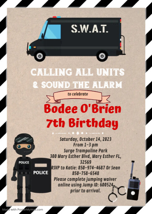 Copy of Swat police birthday birthday invitation | PosterMyWall
