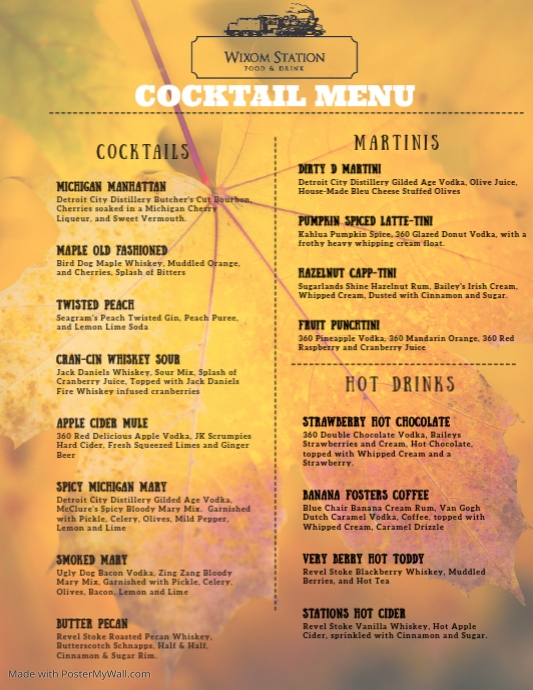 Fall Drink Menu | PosterMyWall