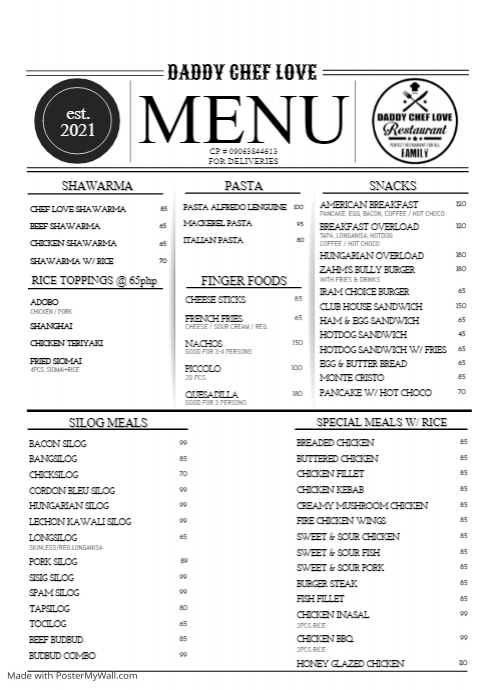 Copy of DADDY CHEF LOVE (front) | PosterMyWall