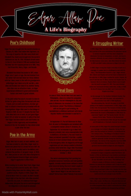 Edgar Allan Poe A Life's Biography | PosterMyWall