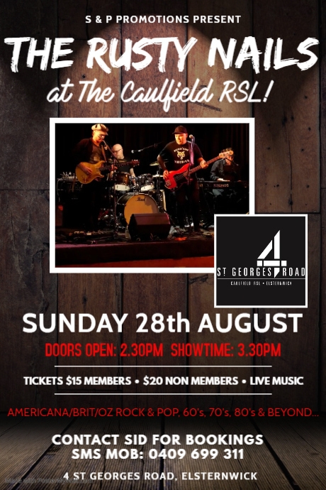 Copy of Rusty Nails Caulfield RSL (2) | PosterMyWall