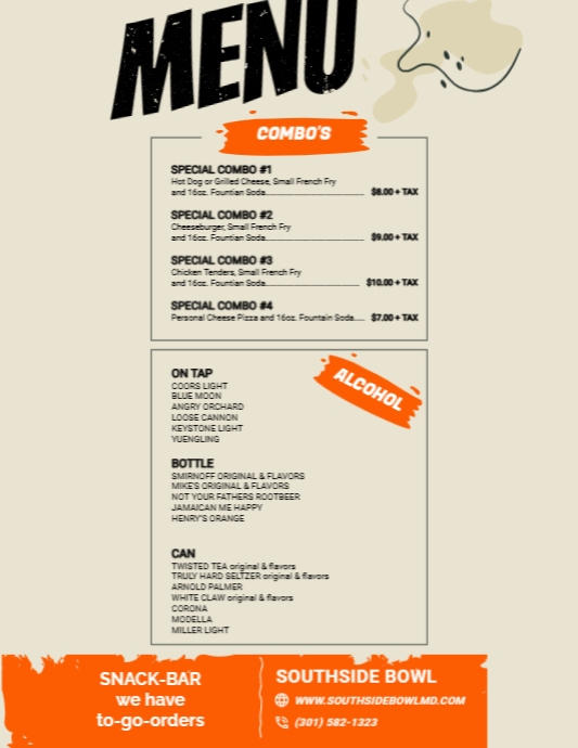 Orange Menu Rack Card (1) | PosterMyWall