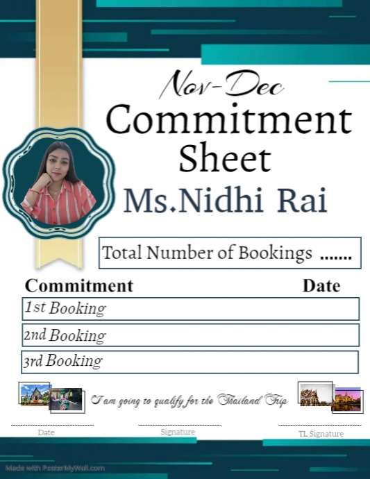Copy of Nidhi Rai Commitment Sheet | PosterMyWall