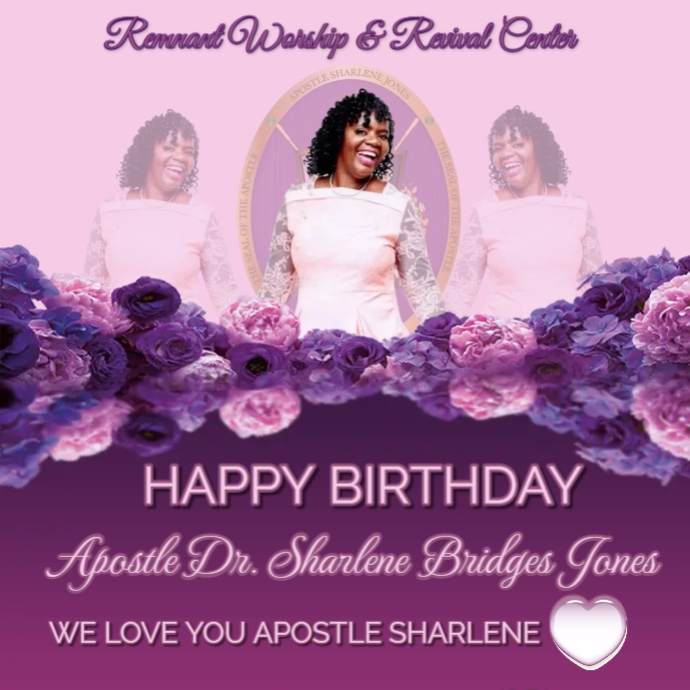 “Happy birthday purple floral Apostle Remnant | PosterMyWall