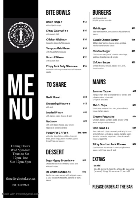 Clive Menu | PosterMyWall