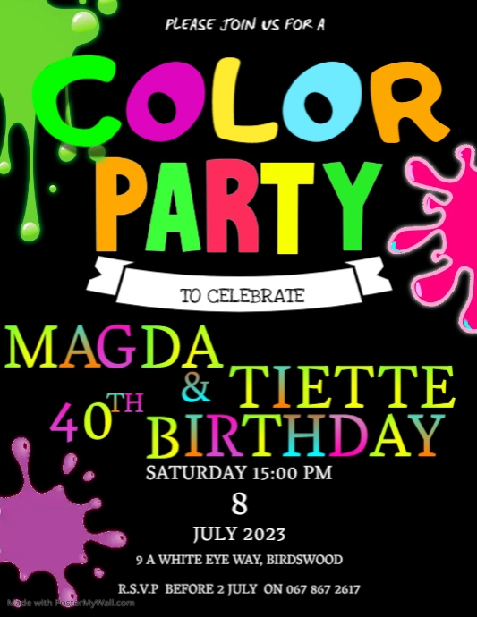 Color Birthday Party Invitation Template | PosterMyWall