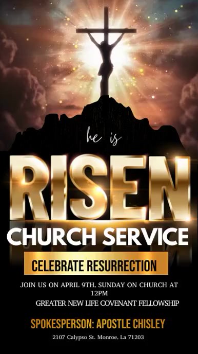 Copy of he is risen, good friday, church, easter | PosterMyWall