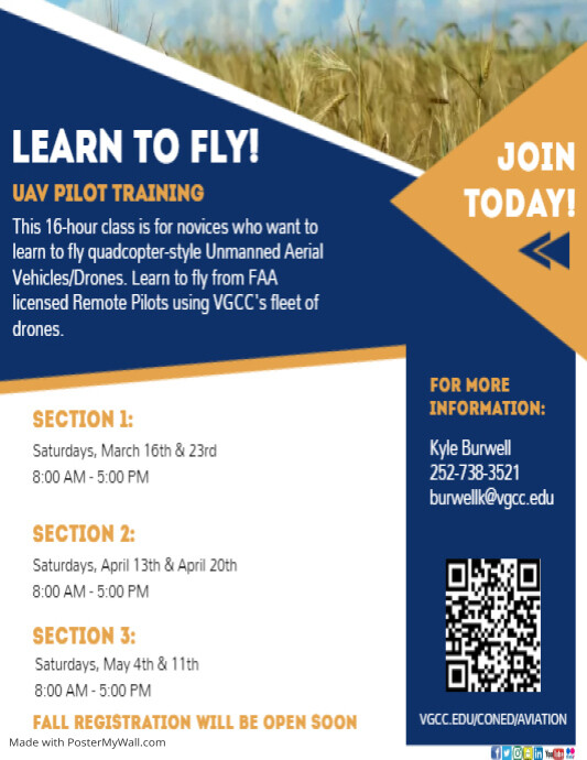 Blue and white pilot program flyer | PosterMyWall