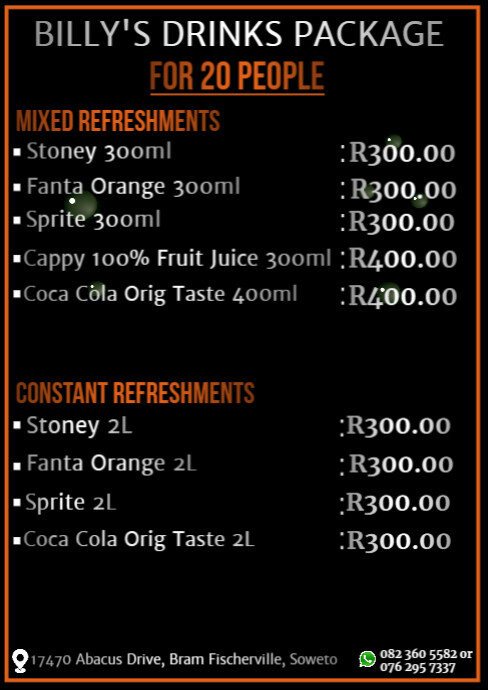 Drinks package for 20 | PosterMyWall