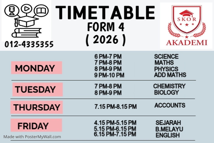 Modern Geometric Landscape School Timetable (2) | PosterMyWall