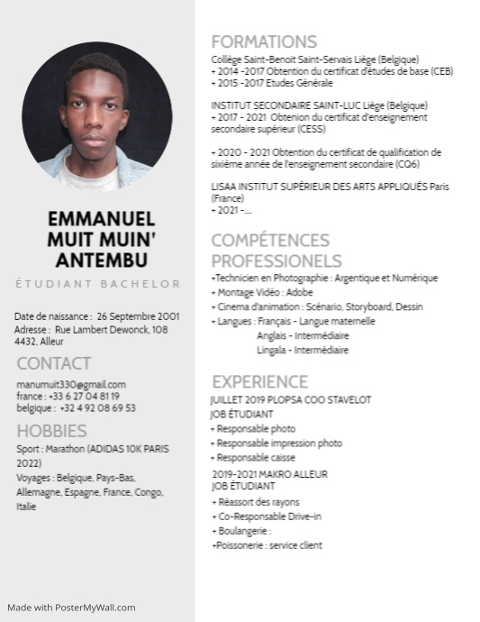 Copy of Emmanuel CV 2 | PosterMyWall