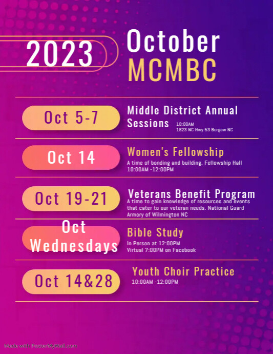 October 2023 MCMBC | PosterMyWall
