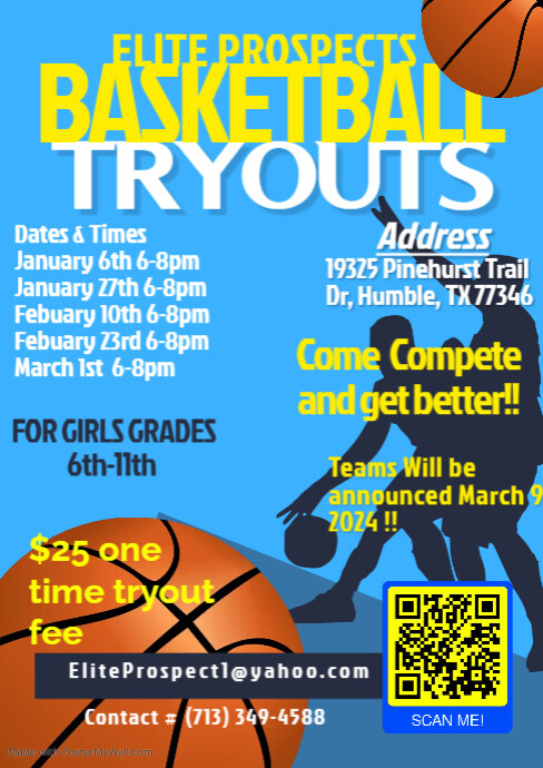Basketball Tryouts Flyer Template | PosterMyWall