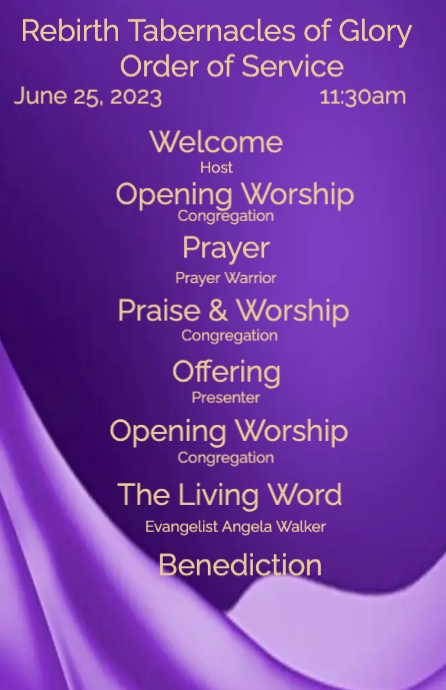 Rebirth Order of Service | PosterMyWall