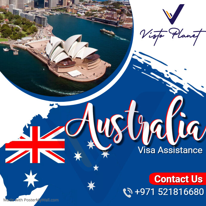 White and Blue Australian Student Visa Post | PosterMyWall