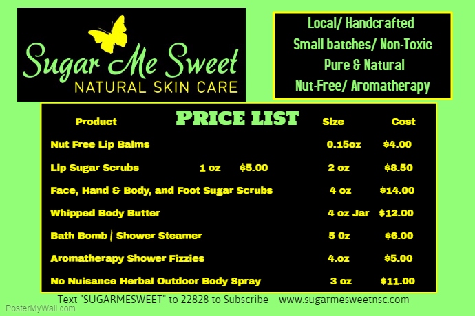 Sugar Me Sweet Price List | PosterMyWall
