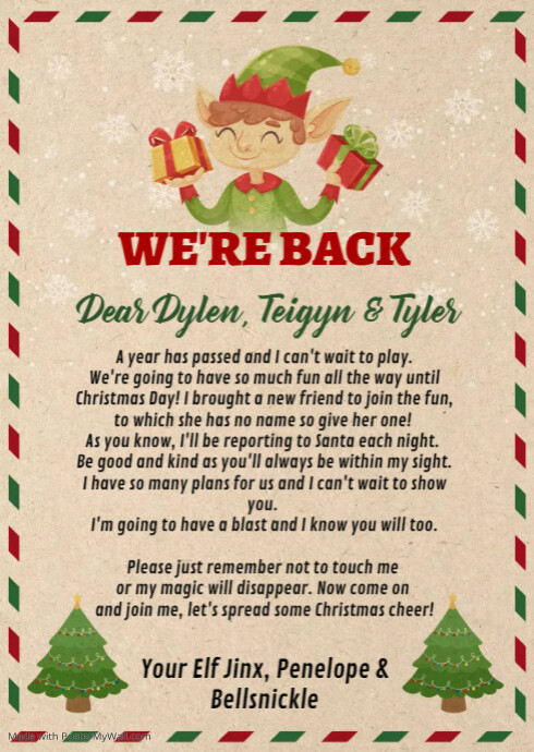 Elf Arrival Note template | PosterMyWall