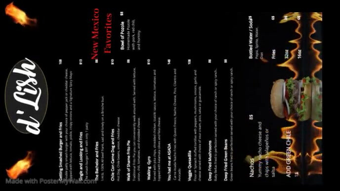 Burger Restaurant Digital Menu Template | PosterMyWall