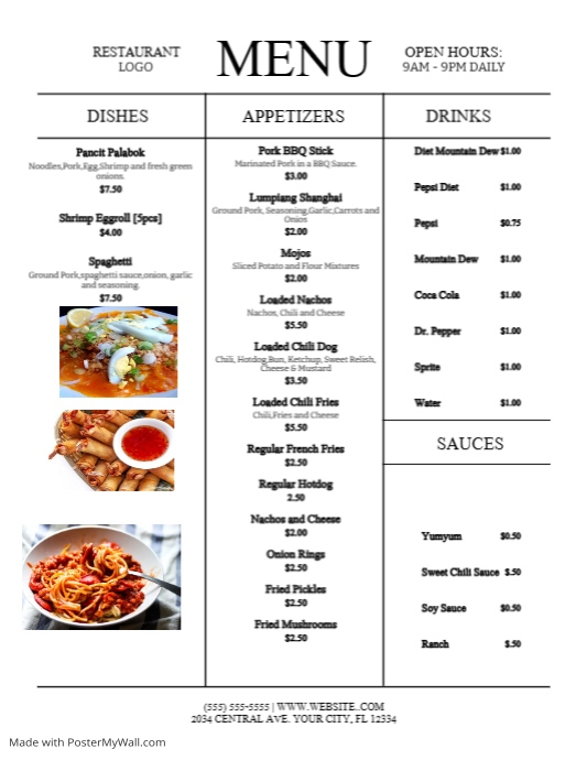 Menu Flyer | PosterMyWall