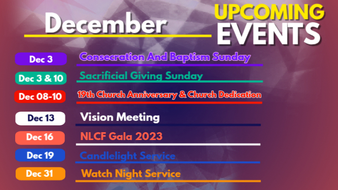 Upcoming Events (December) | PosterMyWall