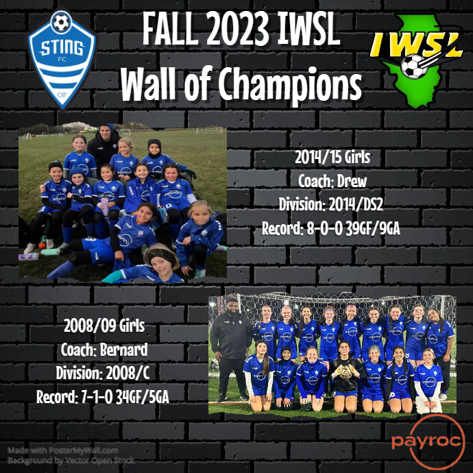 Fall 2023 IWSL wall of champions (1) | PosterMyWall