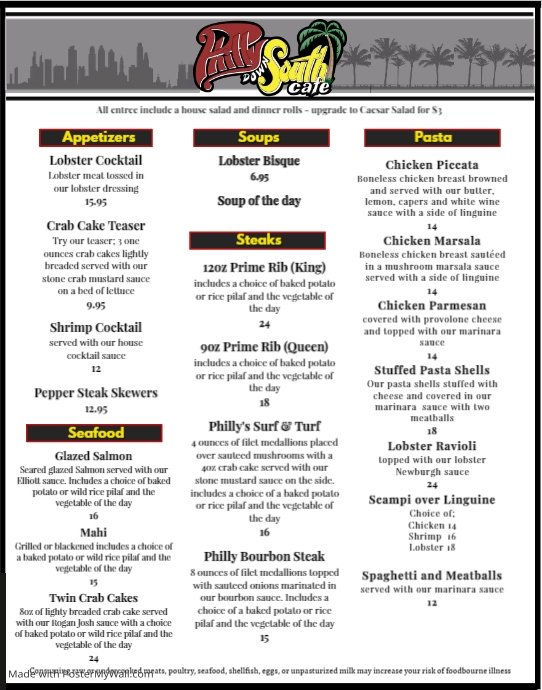 PDS Dinner Menu | PosterMyWall