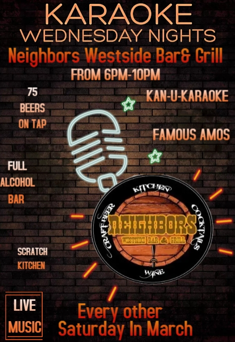 Neighbors bar&grill ad | PosterMyWall