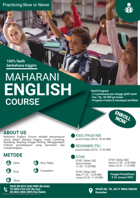 Copy of Brosur Maharani English Course | PosterMyWall