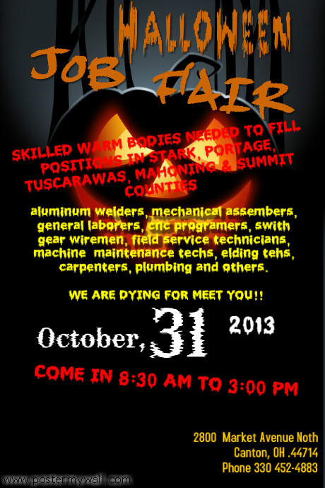 Halloween Job Fair! | PosterMyWall