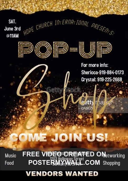 Pop-Up Shop Gold Glitter Flyer | PosterMyWall