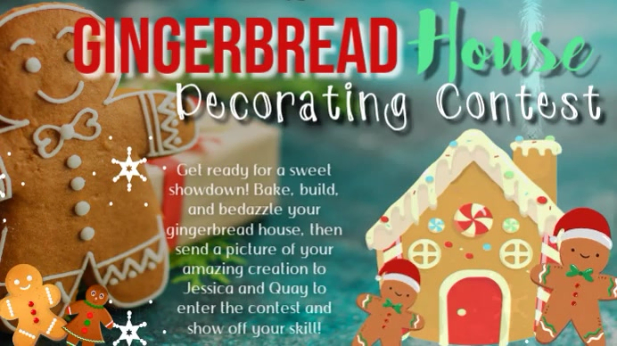 Cute Gingerbread Greeting Postcard Animated | PosterMyWall
