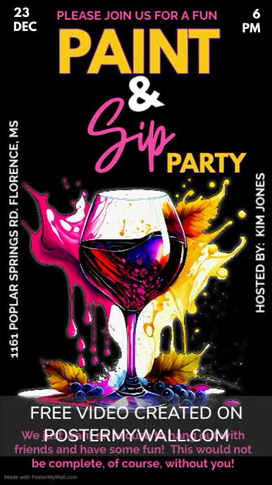Paint & Sip Event Animated Template | PosterMyWall