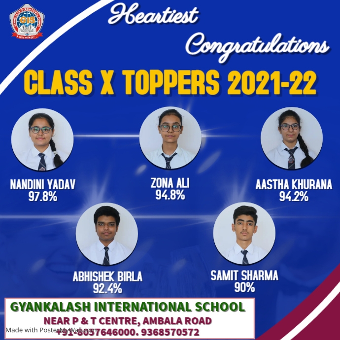 CLASS X TOPPERS 2021-22 | PosterMyWall