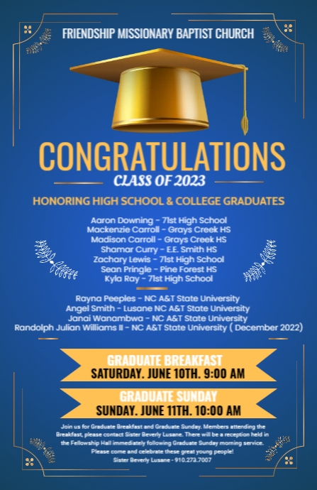Congratulations FMBC 2023 Graduates 062023 | PosterMyWall