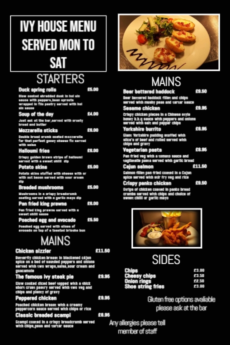 menu mon to sat | PosterMyWall