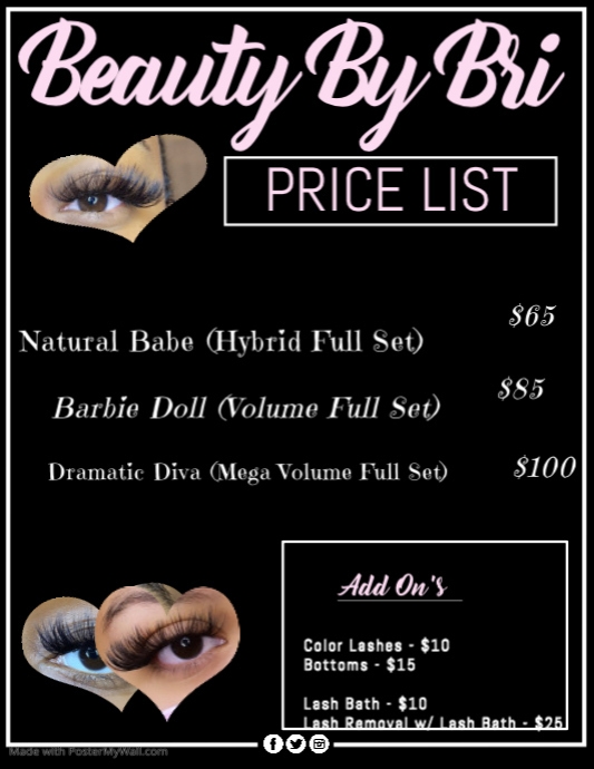 Copy of Eyelash Studio Service Menu Poster | PosterMyWall