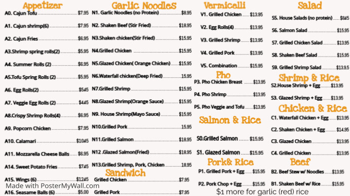 Foods Menu | PosterMyWall