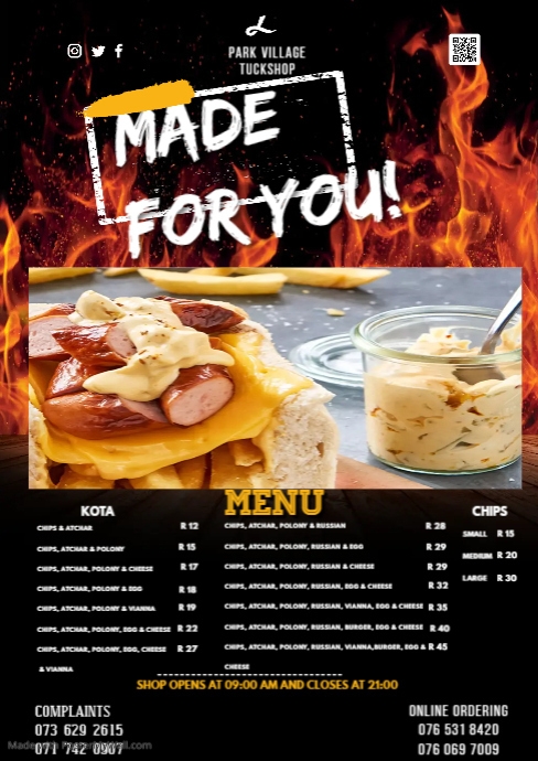 Hot Spicy Fast Food Menu Table Talker | PosterMyWall