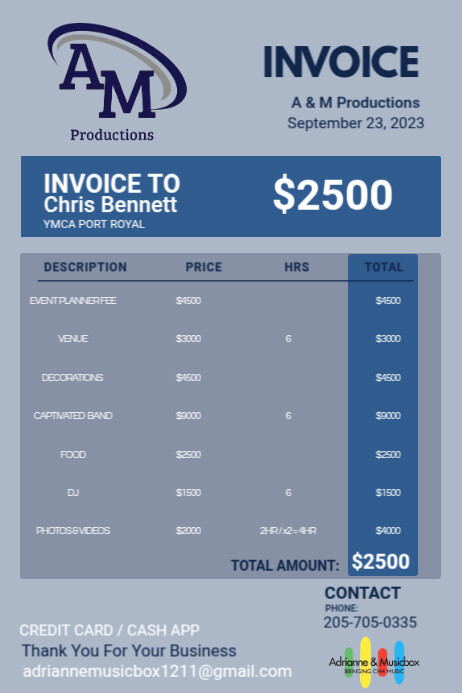 A & M INVOICE | PosterMyWall