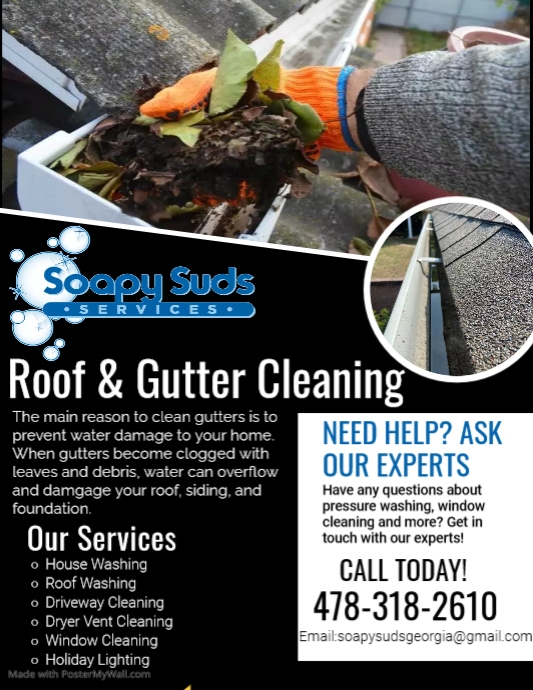 Dark green minimal gutter cleaning flyer | PosterMyWall