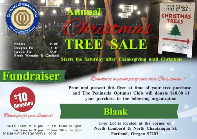 Blank- 2021 $10 Donation- tree lot | PosterMyWall