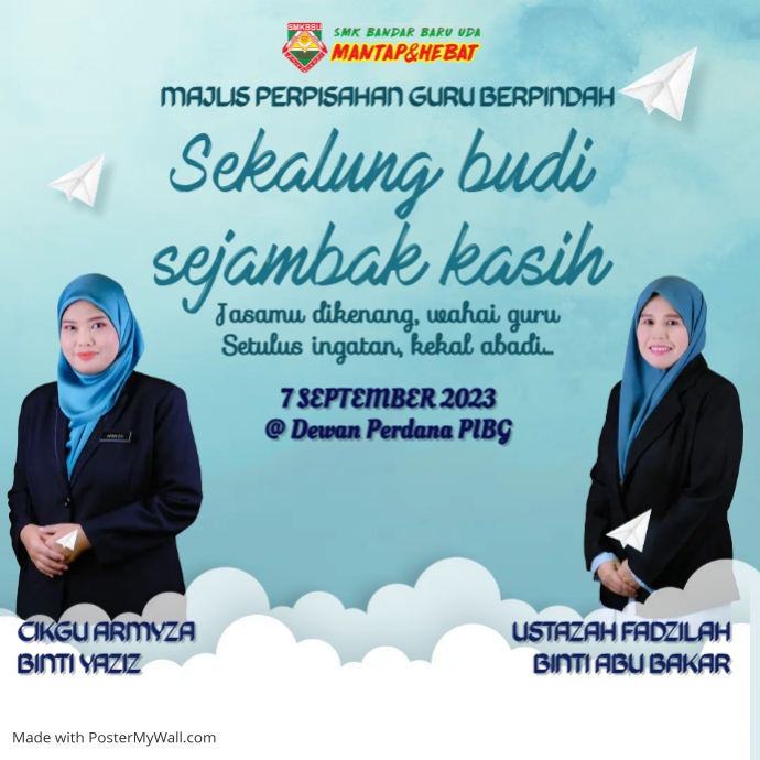 Sky blue goodbye and farewell greeting card | PosterMyWall